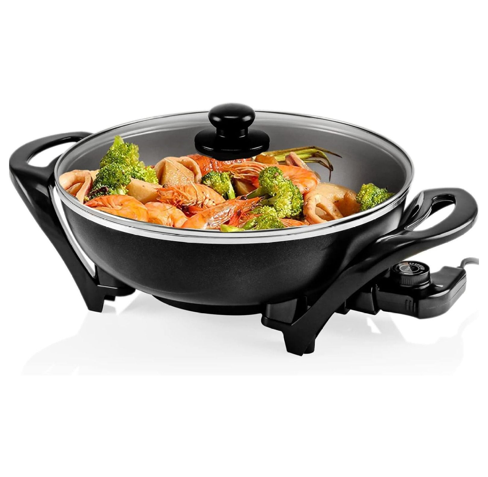 Electric Wok With Lid Nonstick - Electric Skillet Serves For 6 People ...