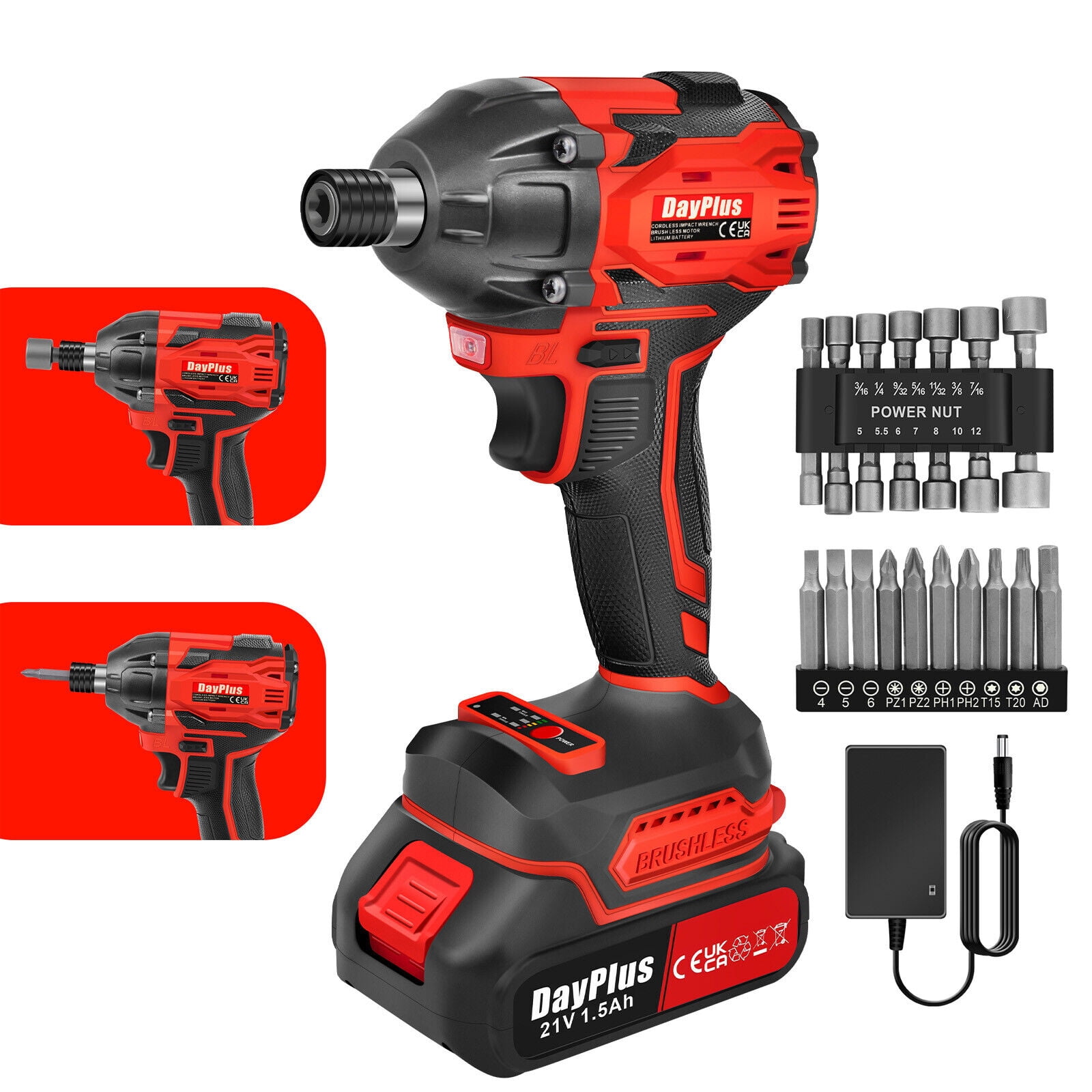Electric Wrench Cordless Impact Wrench Driver Set 320N.m with 1.5Ah Li ...