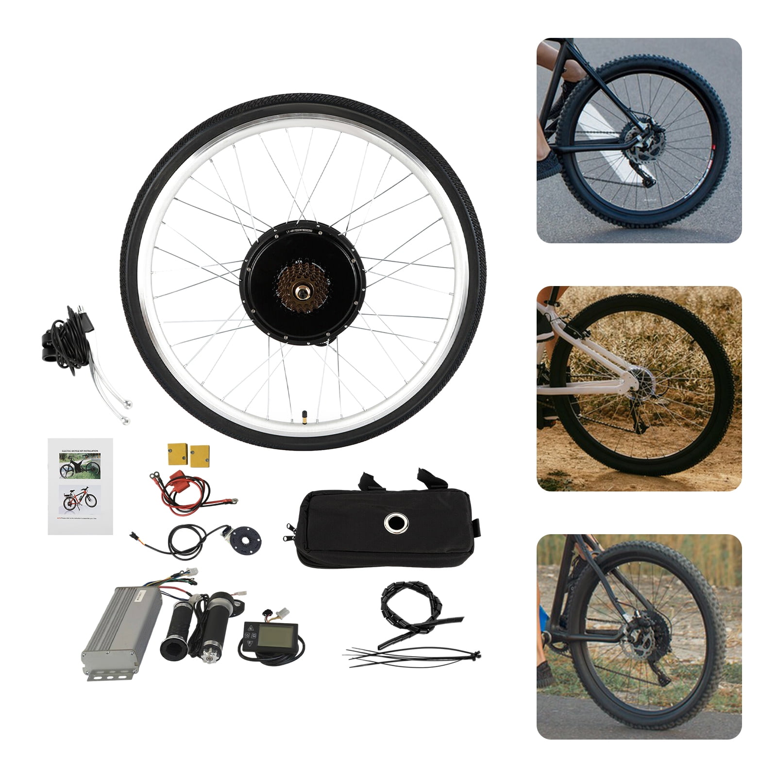 Electric bike Conversion Kit 28" 48V 1000W eBike Rear Motor Wheel With LCD - Walmart.com