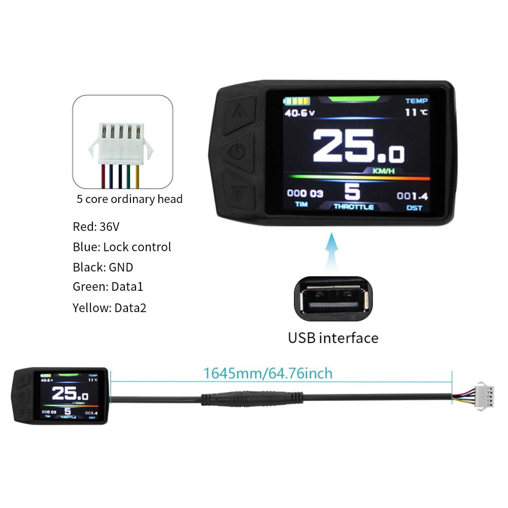 Electric bike ebike display for KT TF01 LCD color meter with USB ...