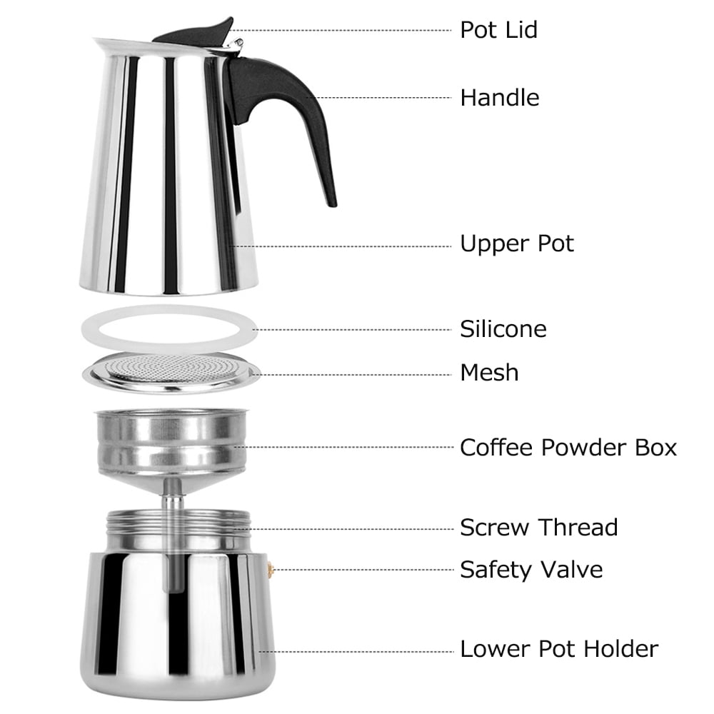 Electric coffee maker,Portable Mocha Stove Coffee Maker Stainless Steel ...