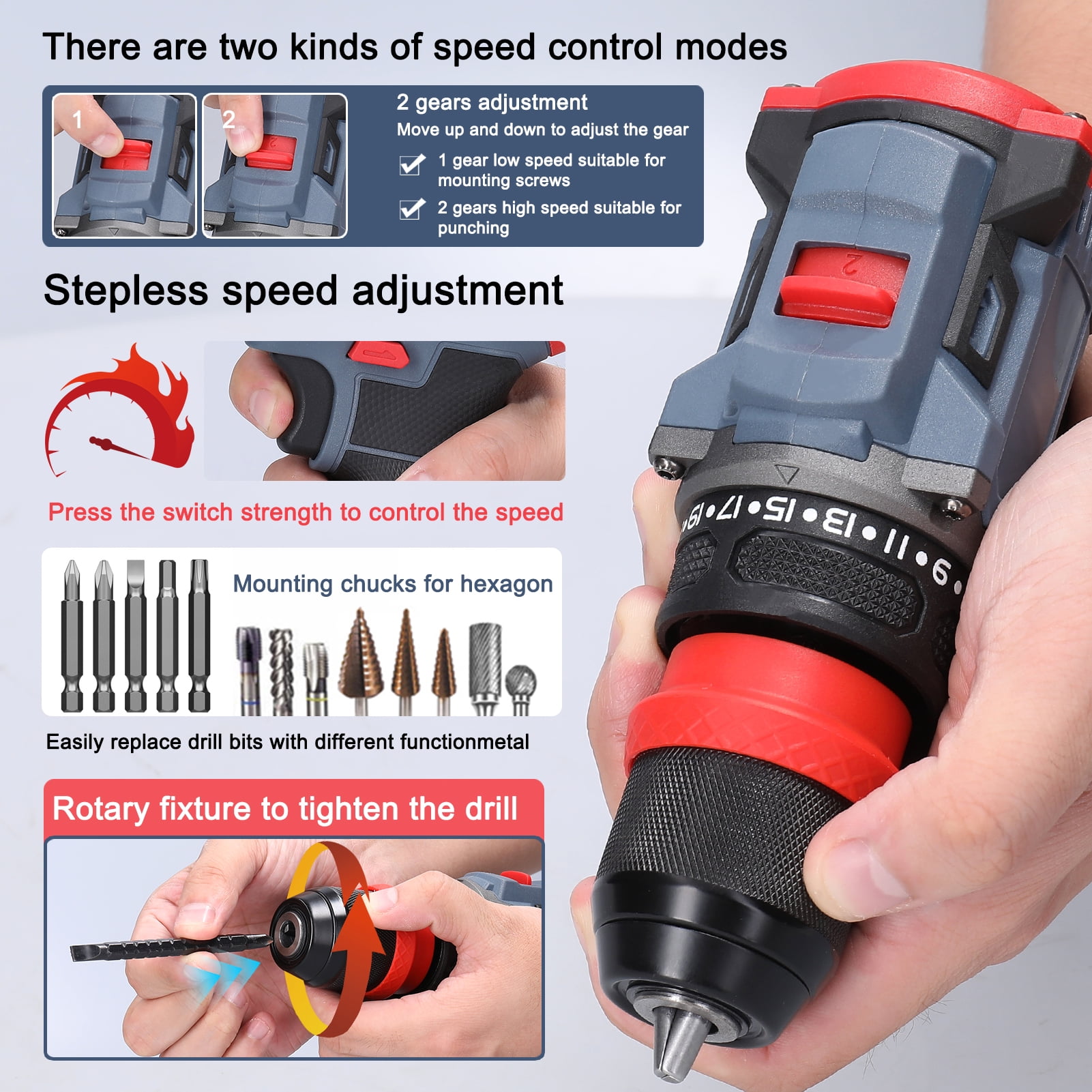 Electric drill, Drill 2in1 Drill 45nm Torque Motor Tool 45nm Torque ...