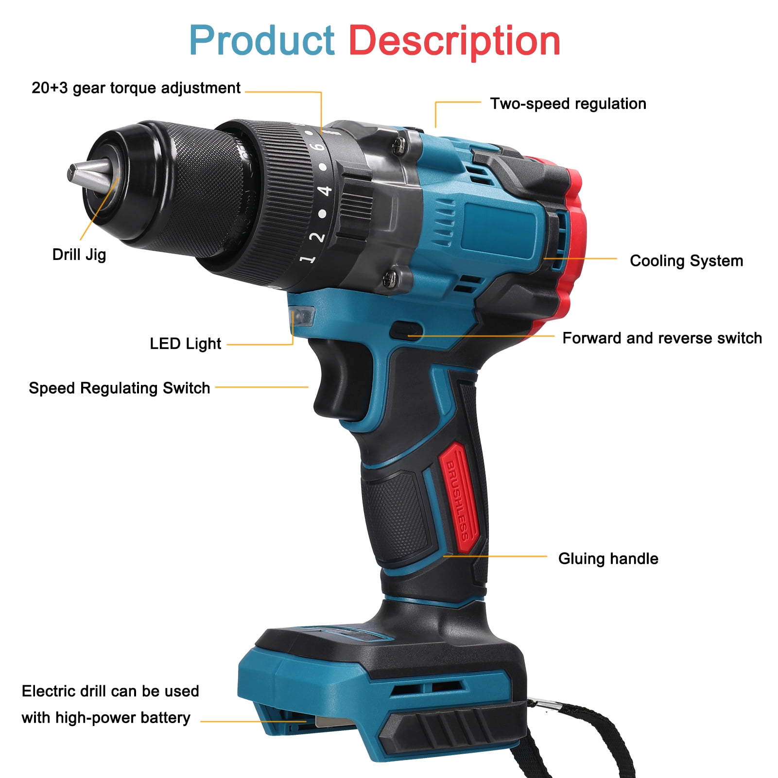Electric drill,Torque Drill Motor Diy Buzhi Diy Tools Hand Drills Drill ...