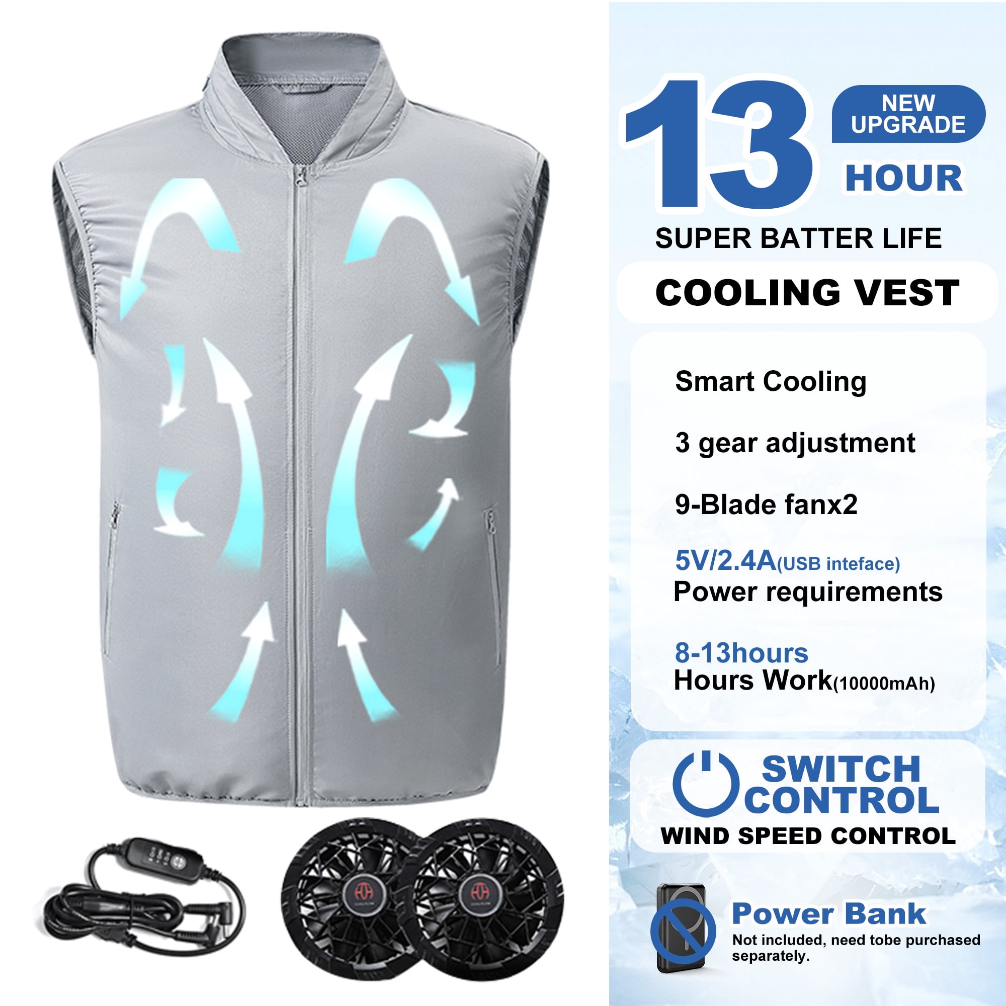 Electric fan vest Cool Vest Cooling Fan Vest Air-conditioned Clothes ...