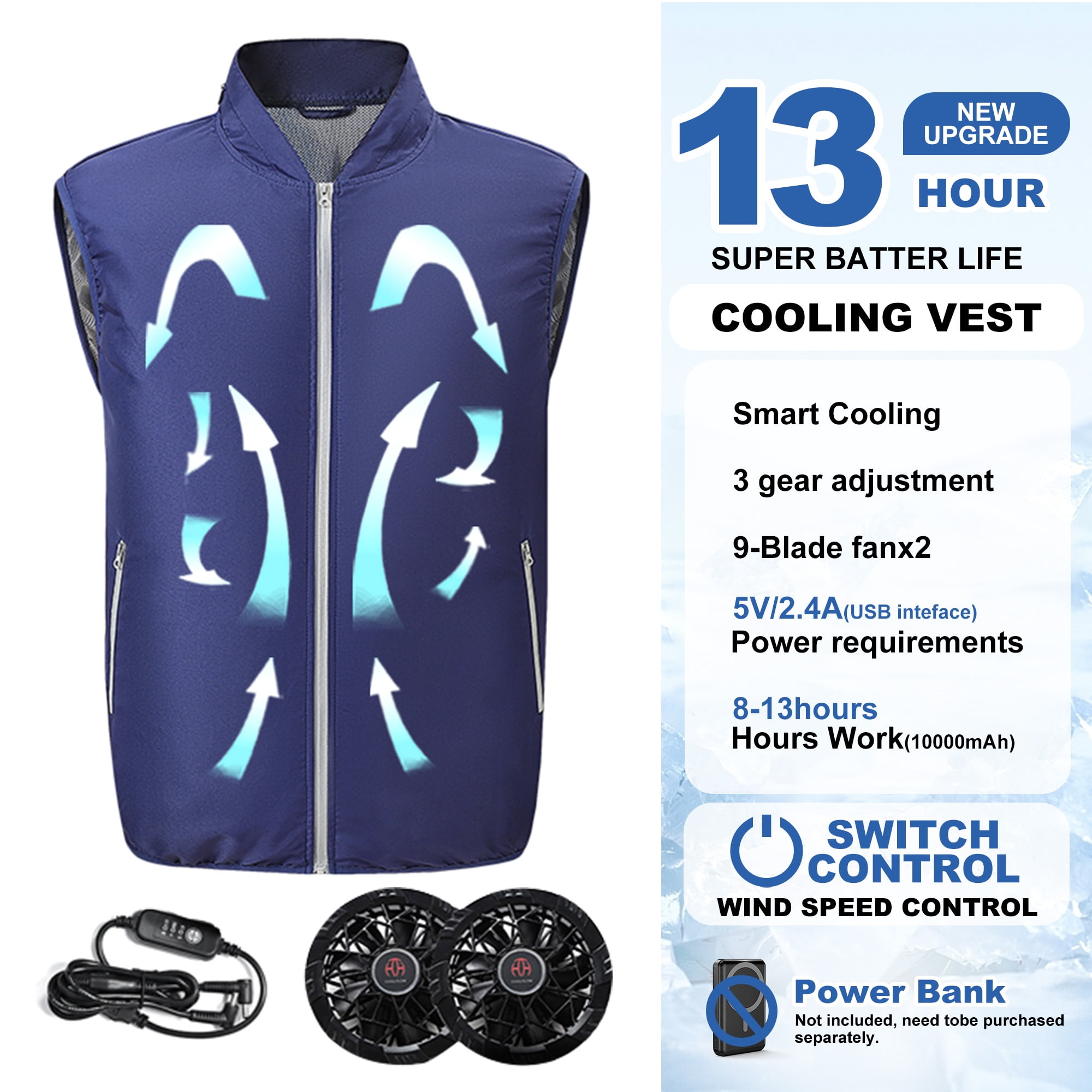 Electric fan vest Cool Vest Cooling Fan Vest Air-conditioned Clothes ...