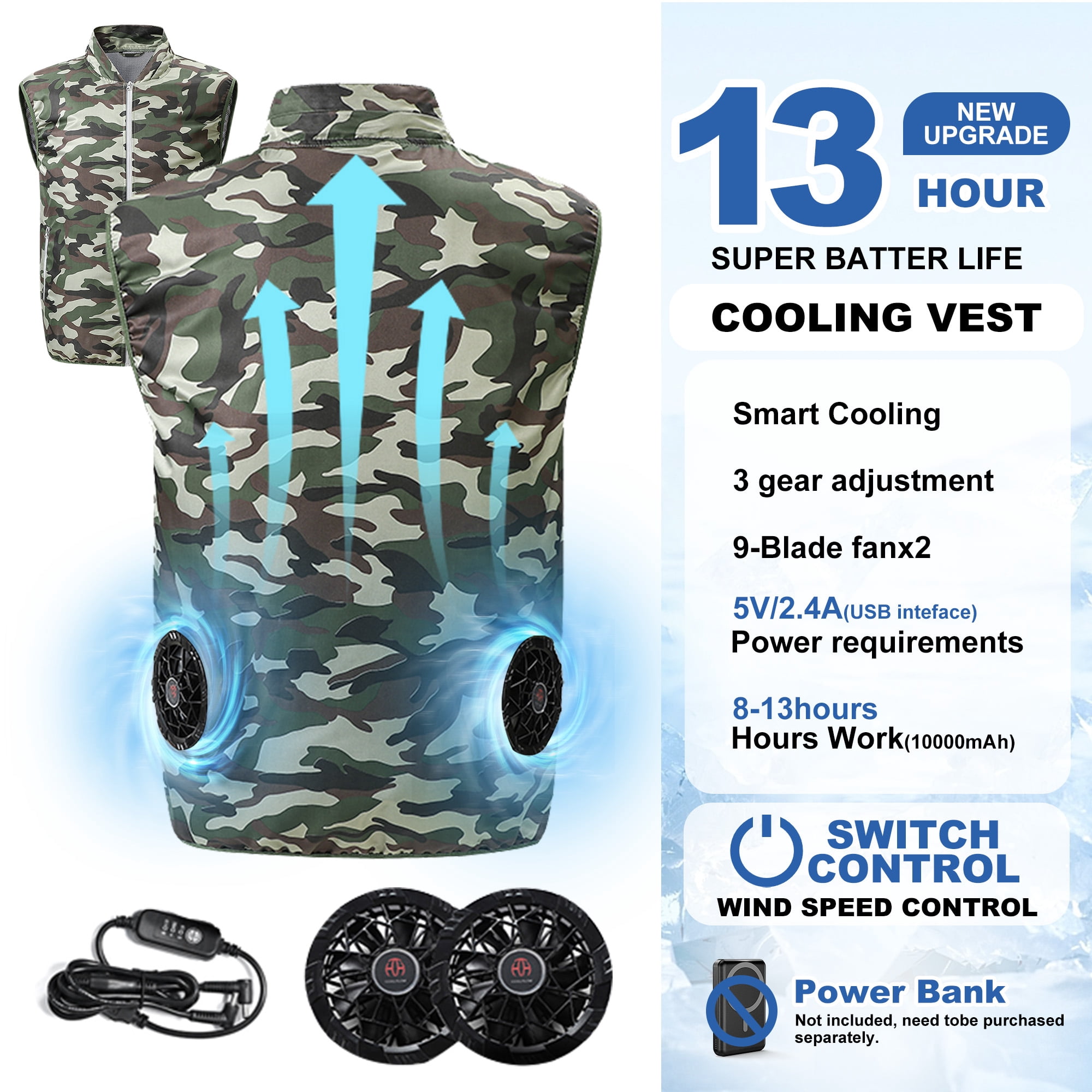 Electric fan vest Cool Vest Cooling Fan Vest Air-conditioned Clothes ...
