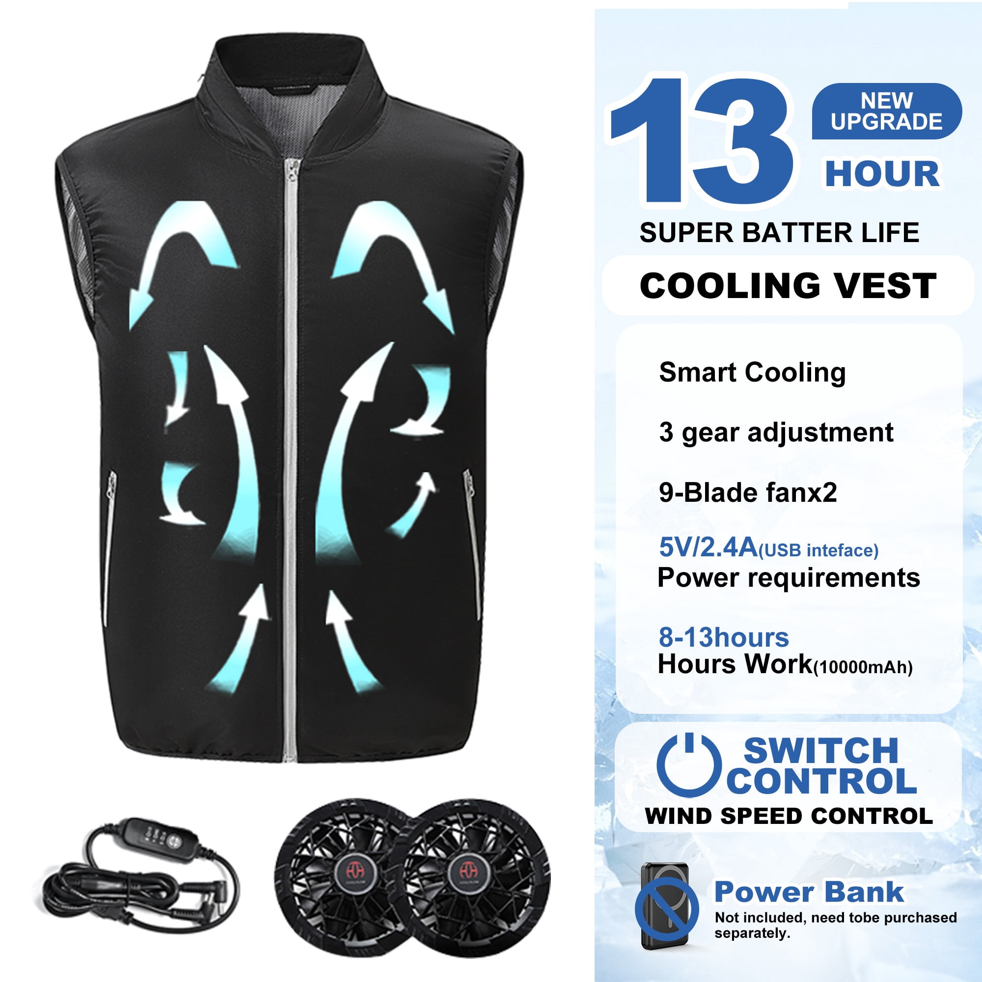 Electric fan vest Cool Vest Cooling Fan Vest Air-conditioned Clothes ...