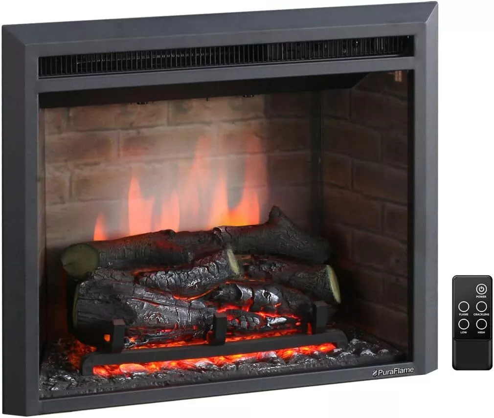 Electric fireplace with explosive sound 750/1500W 7.5"D x 31.89"W x 24. ...