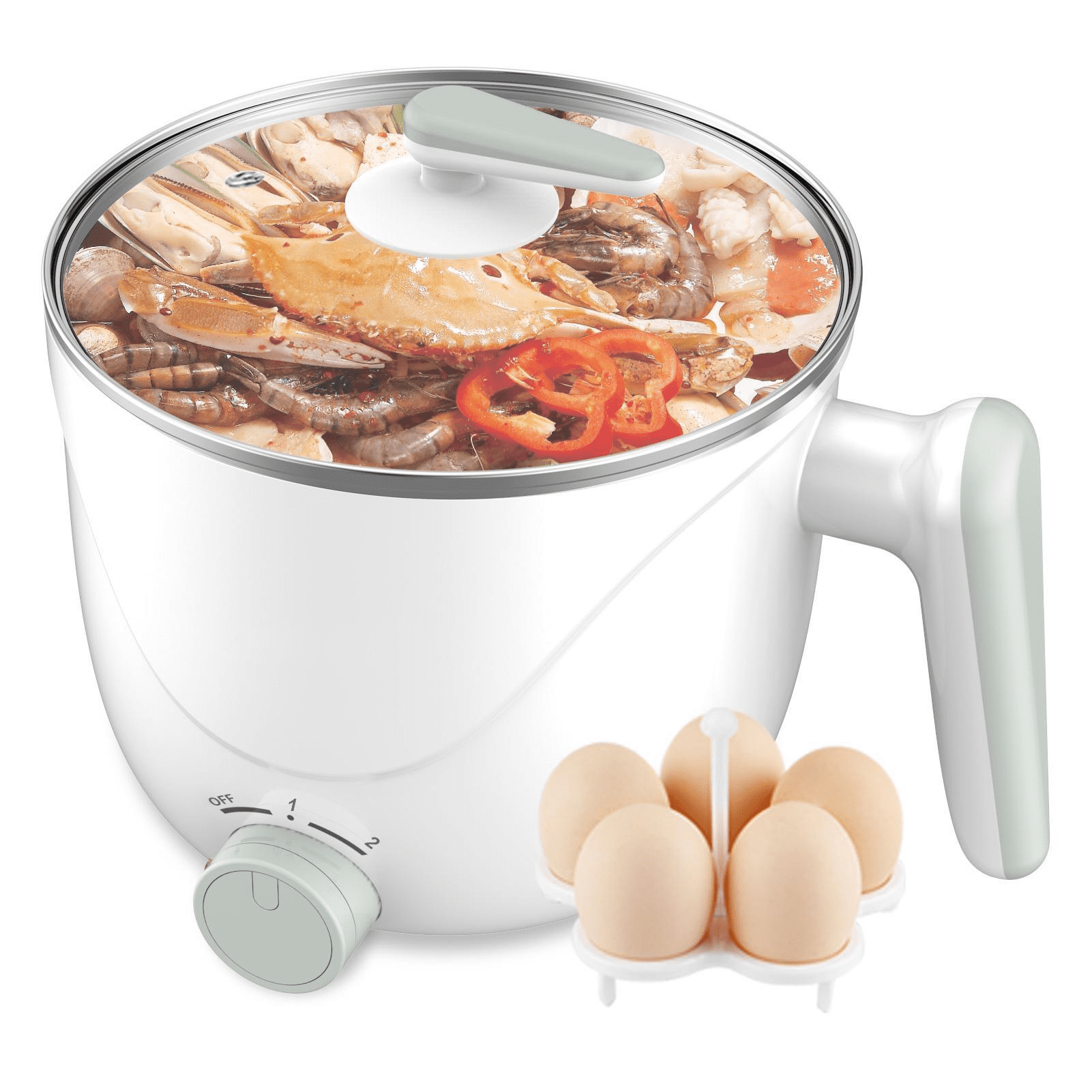 1.5L Electric Hot Pot White, Multifunction Ramen Pot with Overheat ...