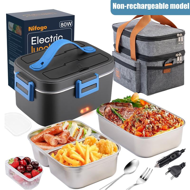 Electric lunch box with Cutlery and Bag 80W 1.8/1.5L, Kitchen Gadgets ...