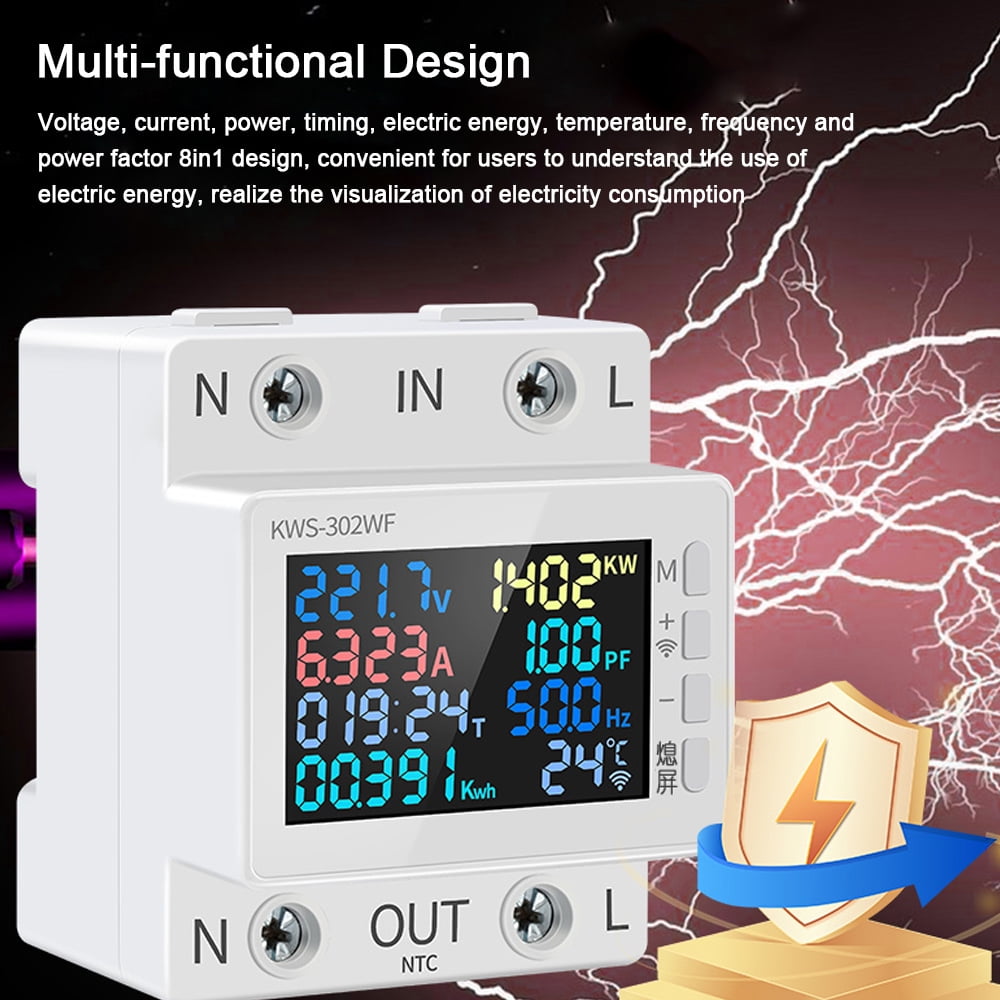 Electric meter,Wifi 8in1 8in1 Meter App 170-270v/63a And 170-270v/63a And Meter Meter Color 2p ...