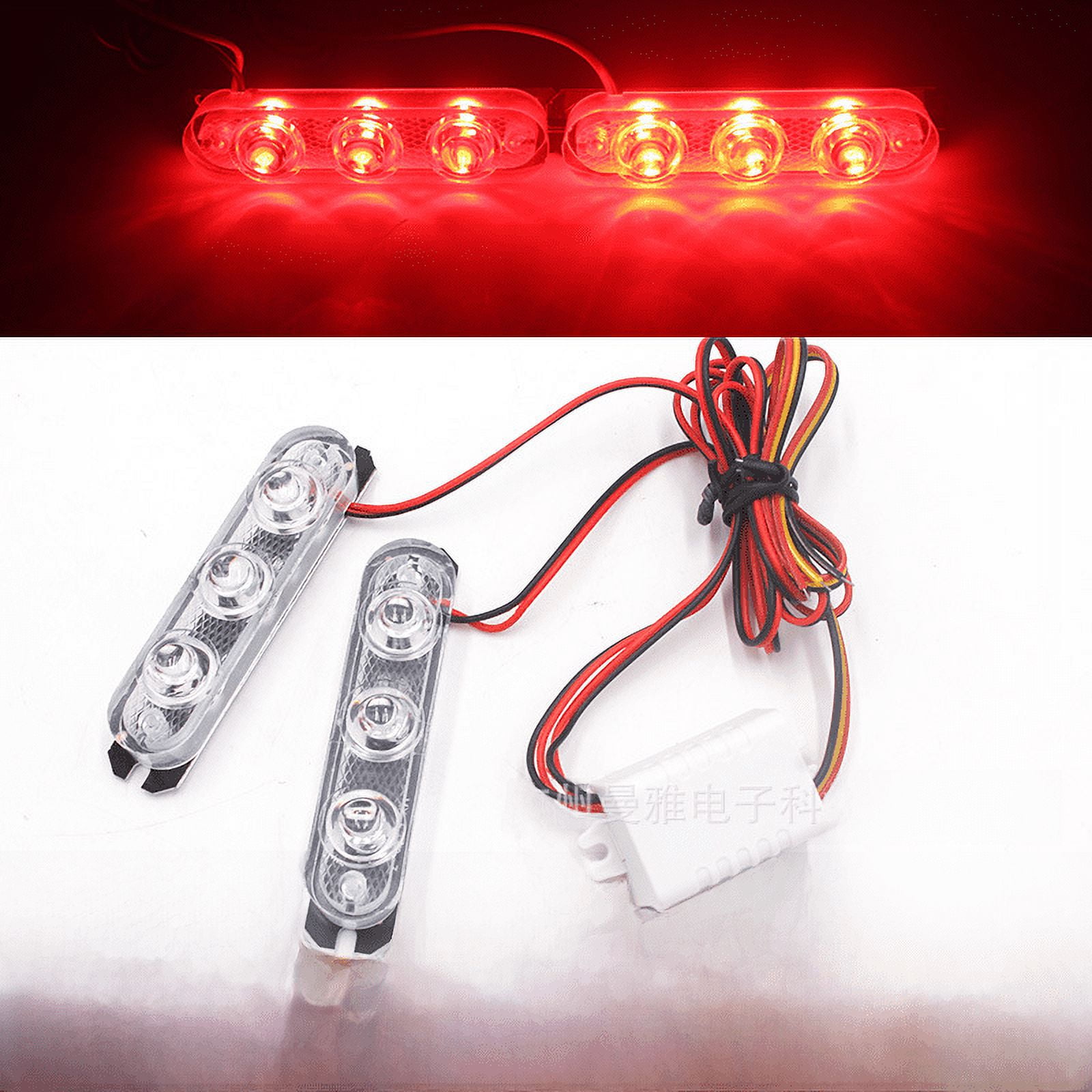 Electric motorcycle one drag two 3 lights patch red and blue flash 12v ...