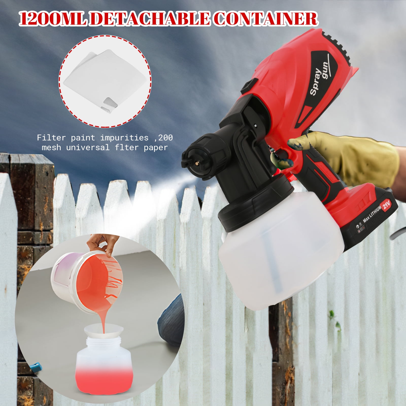 Electric paint sprayer 550W powerful electric spray gun 800 ml ...