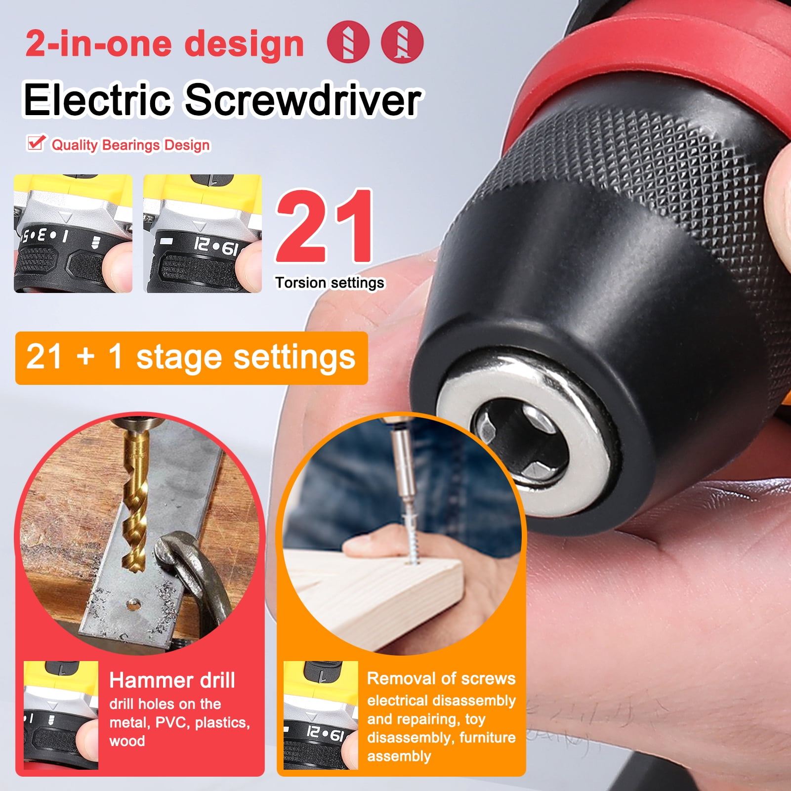 Electric screwdriver,Motor Screw Driver 2in1 Drill 16.8v 2in1 Drill ...