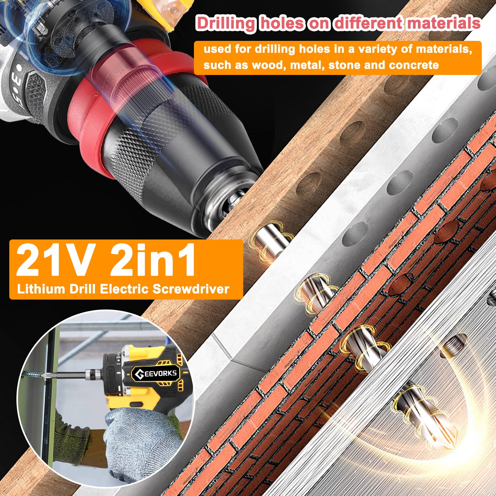 Electric screwdriver,Torque Motor Screw Dsfen 2in1 Drill Driver ...