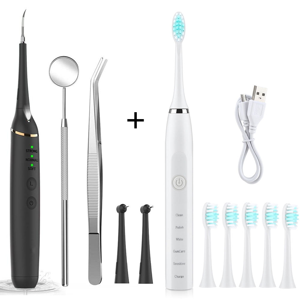 Electric sonic dental calculus scaler teeth whitening kit portable with ...