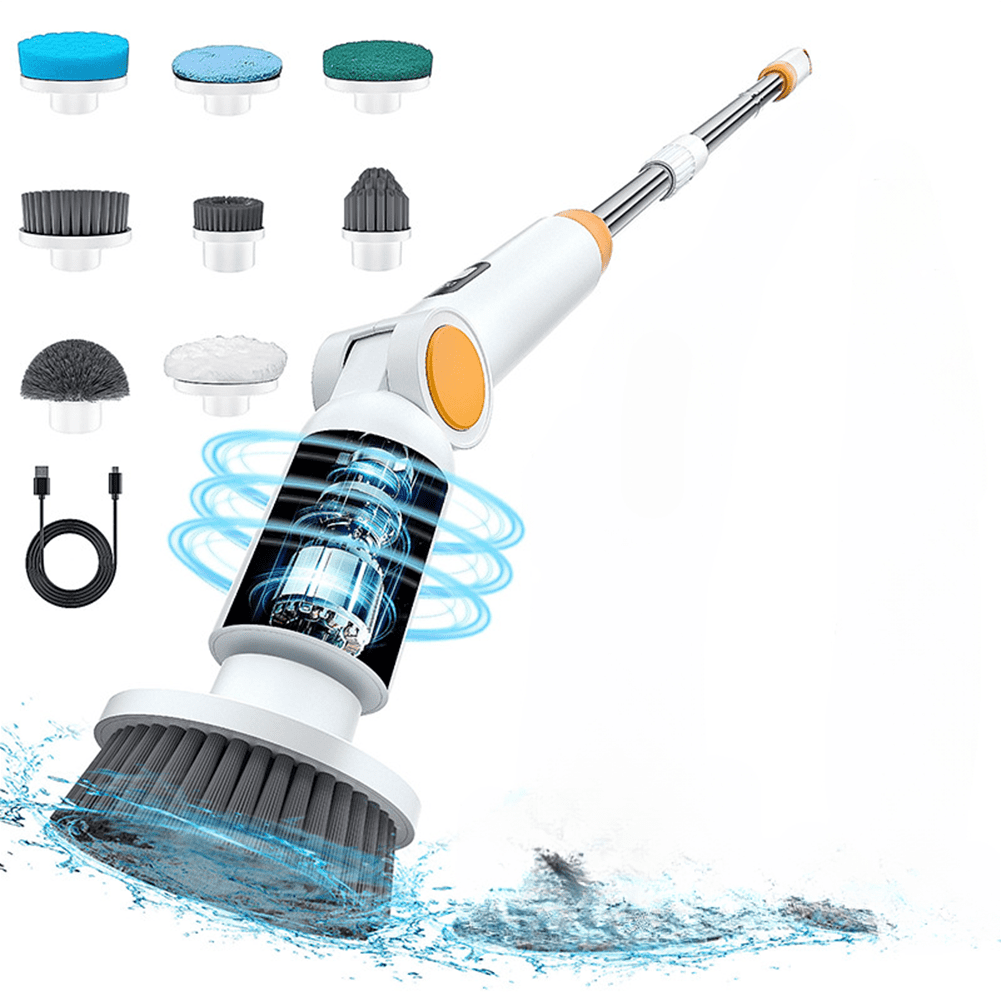 Electric spin scrubber,twospeed cordless electric cleaning brush with ...
