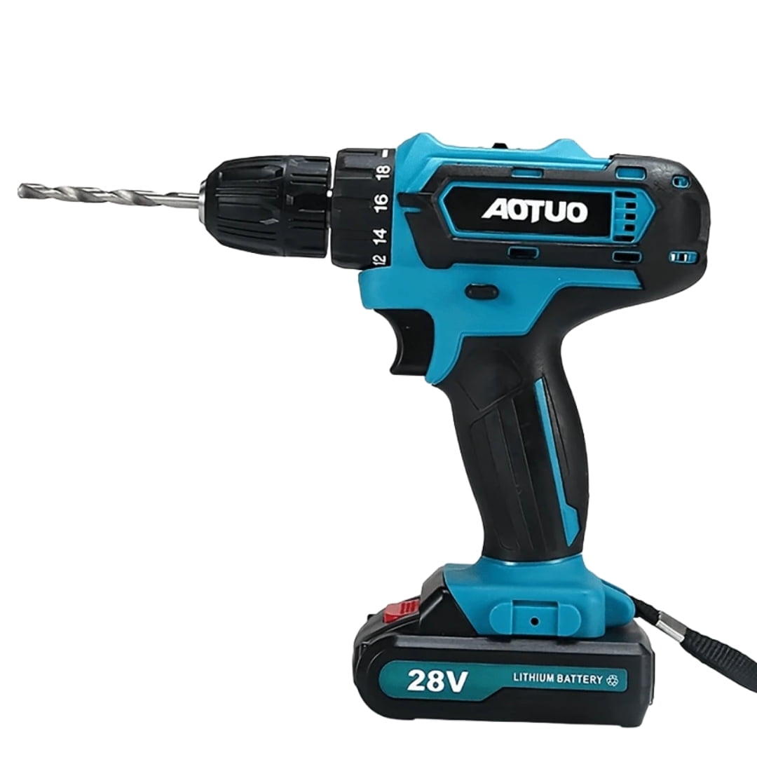 Electric tool kit, blue rechargeable electric drill, with light ...