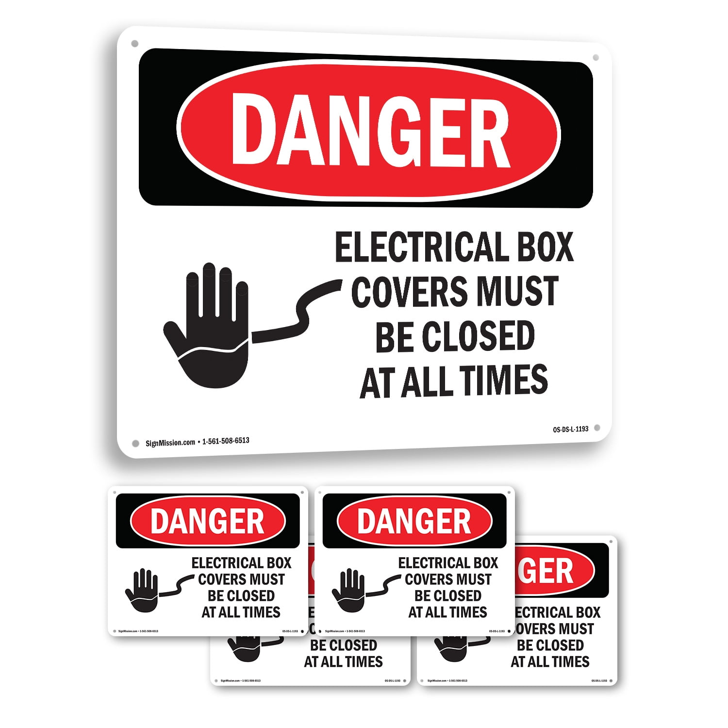 Electrical Box Covers Must Be Closed OSHA Danger Rigid Plastic Sign 24 ...