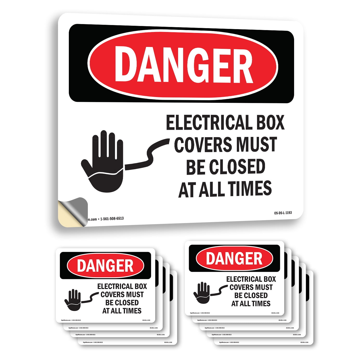 Electrical Box Covers Must Be Closed OSHA Danger Vinyl Decal Label 24 ...