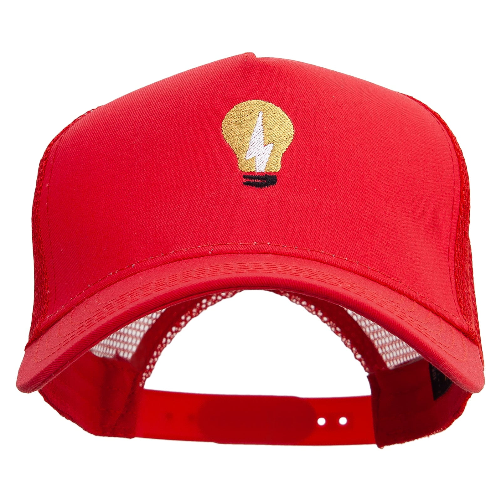 Electrical Bulb Five Panels Pro Style Trucker Mesh Cap - Red OSFM ...