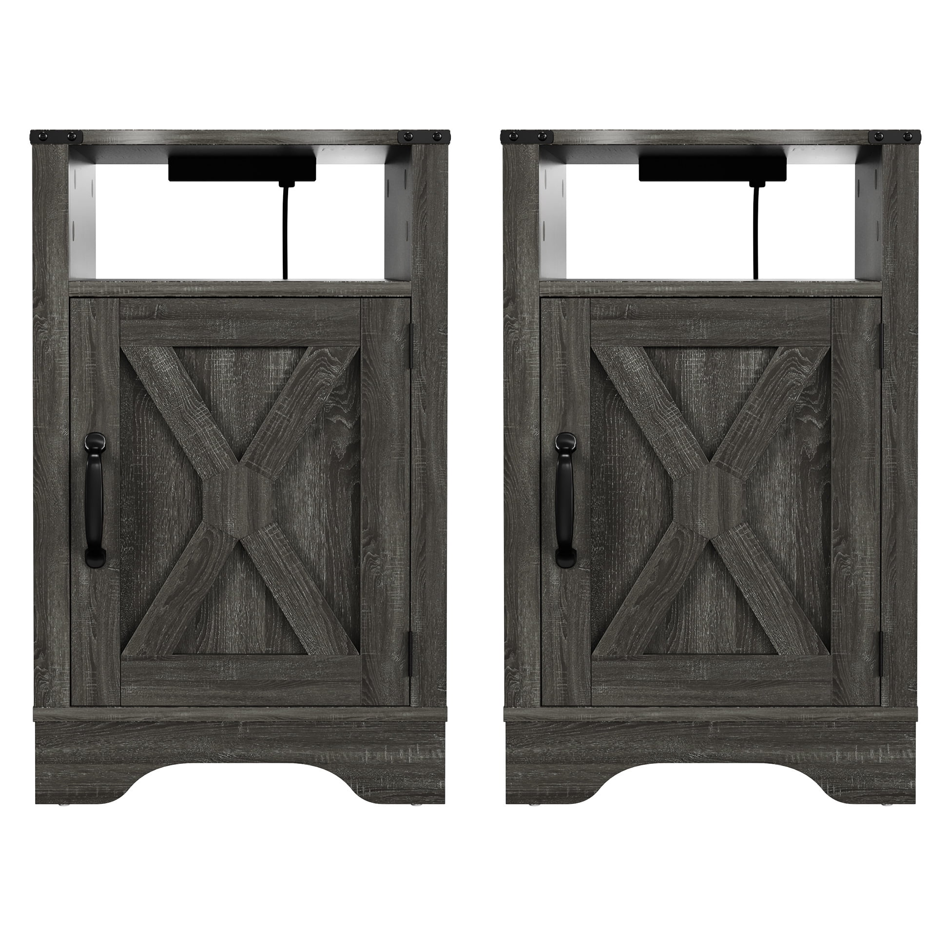 Electrical Charging Bedside Table - Dark Gray. Ul Outlet. Metal Hinges ...