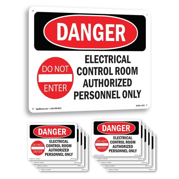 Electrical Control Room OSHA Danger Rigid Plastic Sign 18 Inch x 12 ...