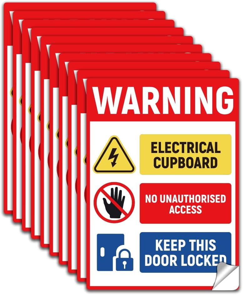 Electrical Cupboard Sign Sticker No Unauthorised Access PVC Waterproof ...