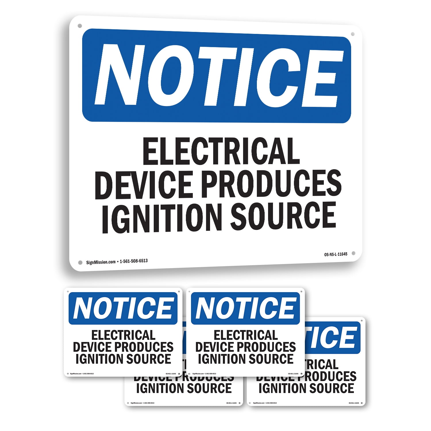 Electrical Device Produces Ignition Source OSHA Notice Aluminum Sign 10 ...