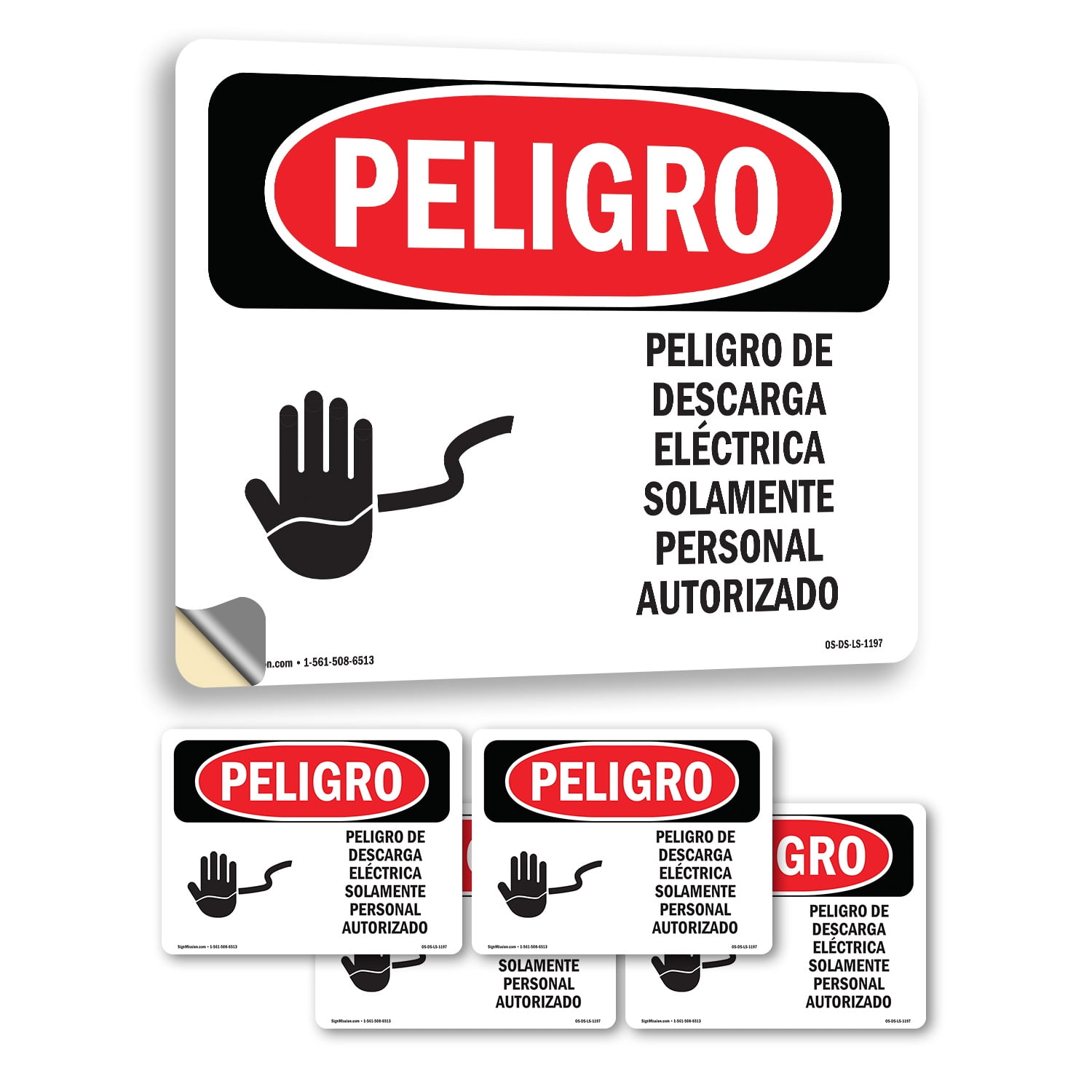 Electrical Hazard Authorized Spanish OSHA Danger Vinyl Decal Label 7 ...