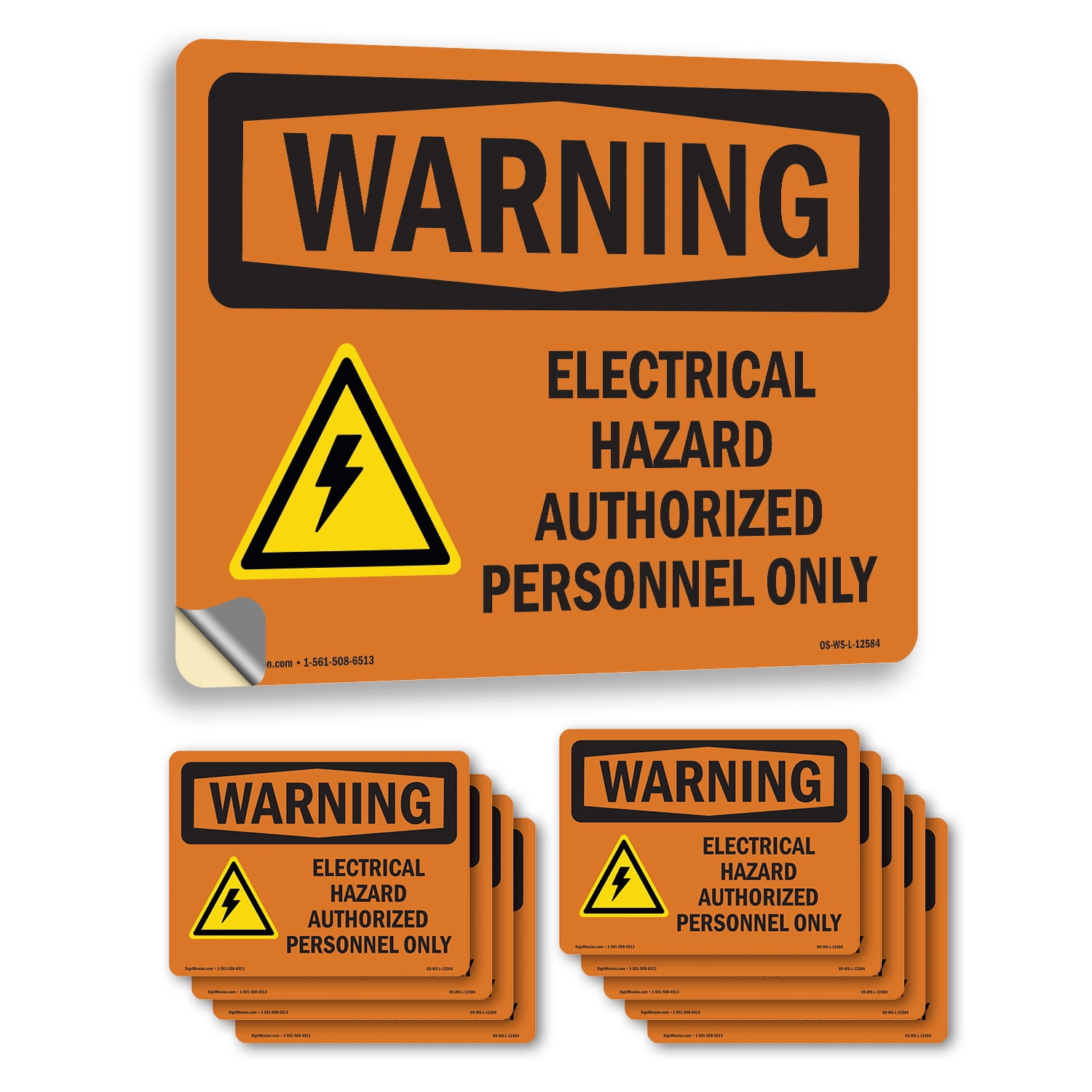 Electrical Hazard Authorized With Symbol OSHA WARNING Vinyl Decal Label ...