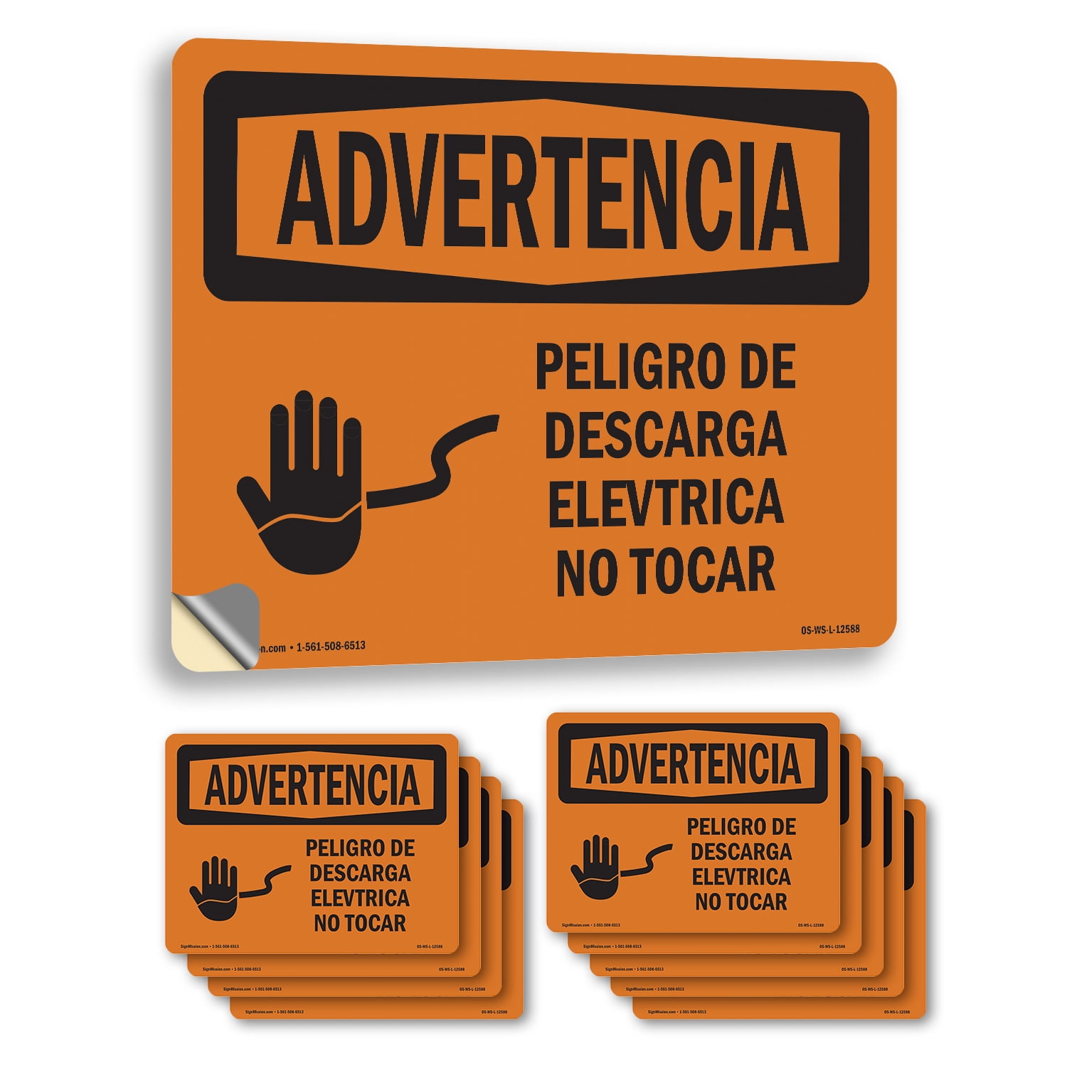 Electrical Hazard Do Not Touch Spanish OSHA WARNING Vinyl Decal Label ...