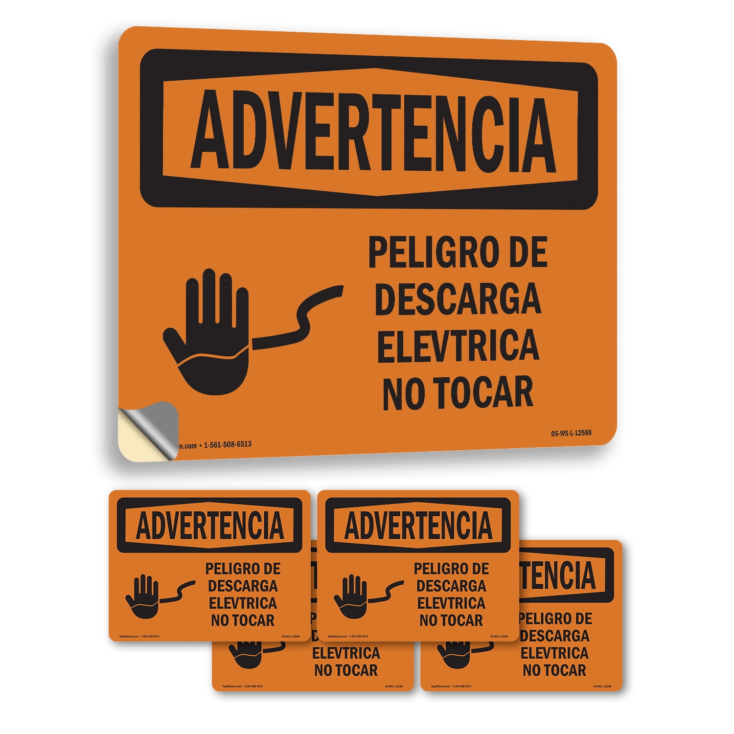 Electrical Hazard Do Not Touch Spanish OSHA WARNING Vinyl Decal Label ...