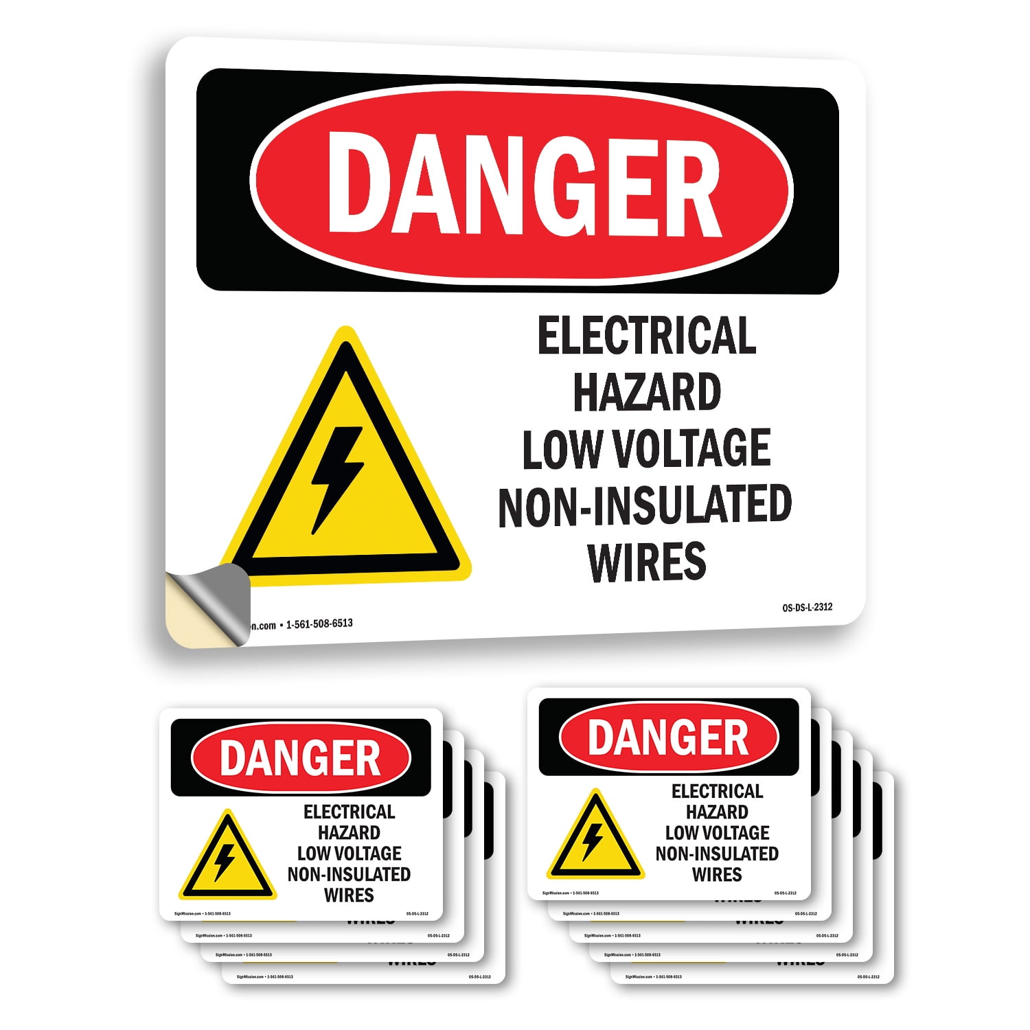 Electrical Hazard Low Voltage OSHA Danger Vinyl Decal Label 18 Inch x ...