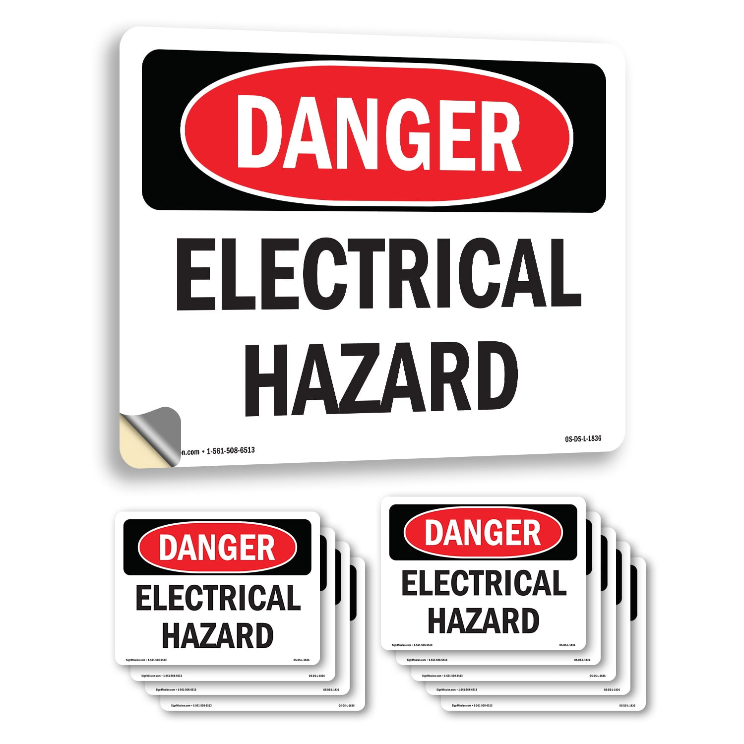 Electrical Hazard OSHA Danger Vinyl Decal Label 24 Inch x 18 Inch - 10 ...
