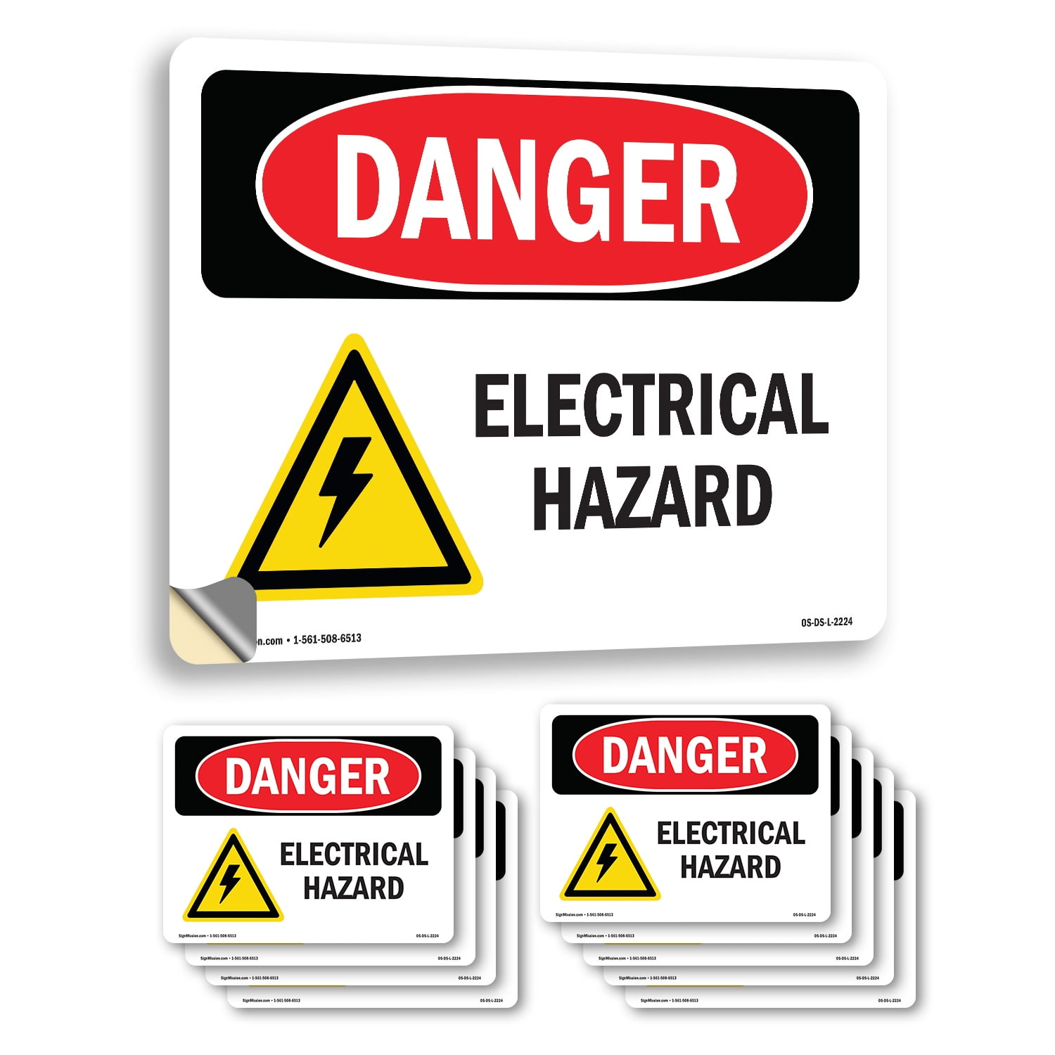 Electrical Hazard OSHA Danger Vinyl Decal Label 7 Inch x 5 Inch - 10 ...