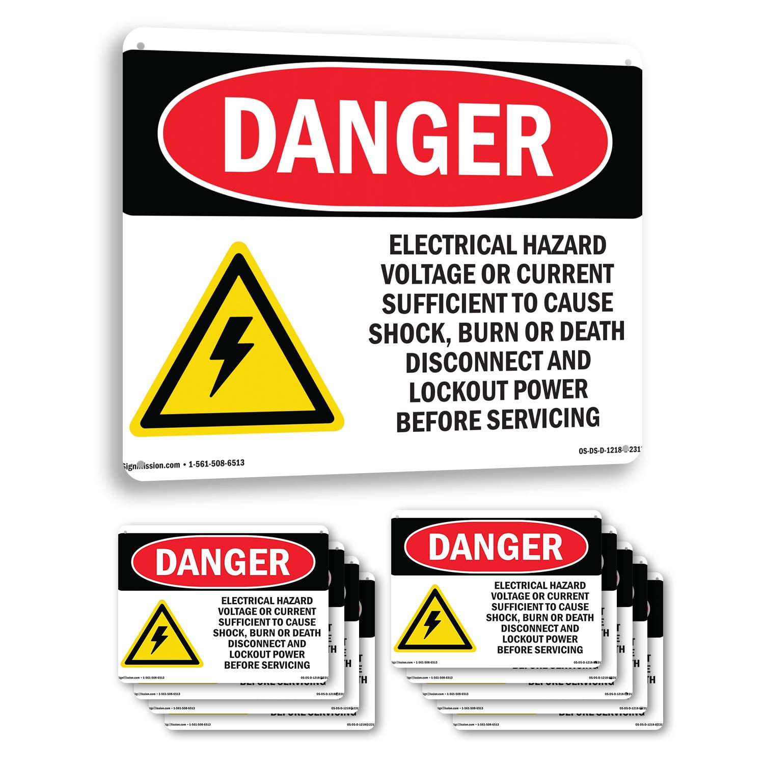 Electrical Hazard Voltage Or OSHA Danger Aluminum Sign 24 Inch x 18 ...