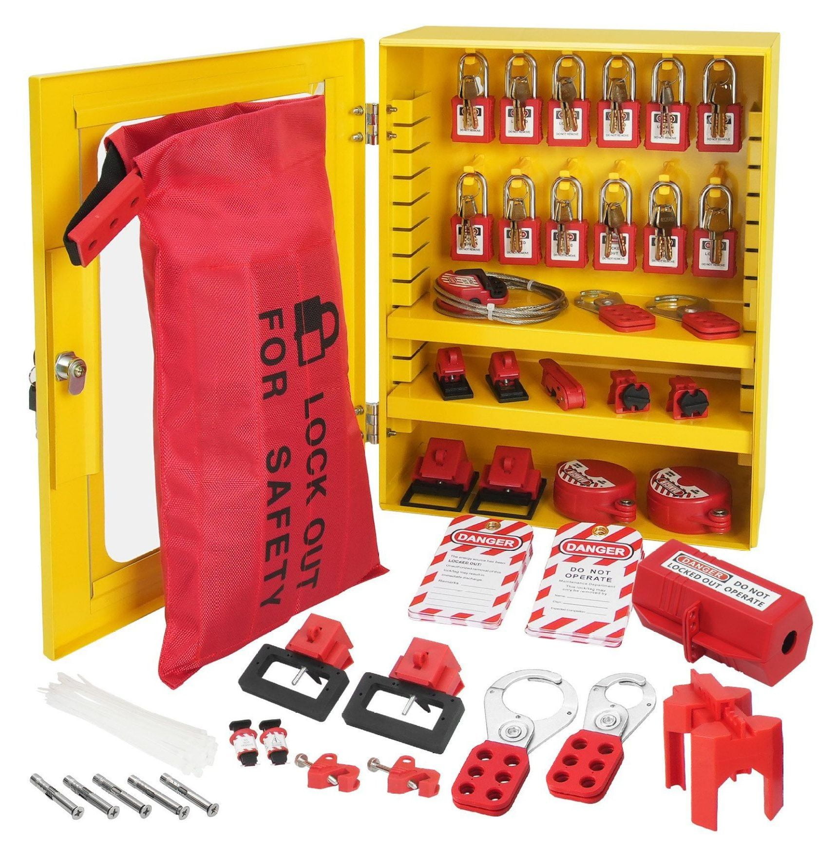 Electrical Lockout Tagout Kit, 59 PCS Safety Lockout Tagout Station ...