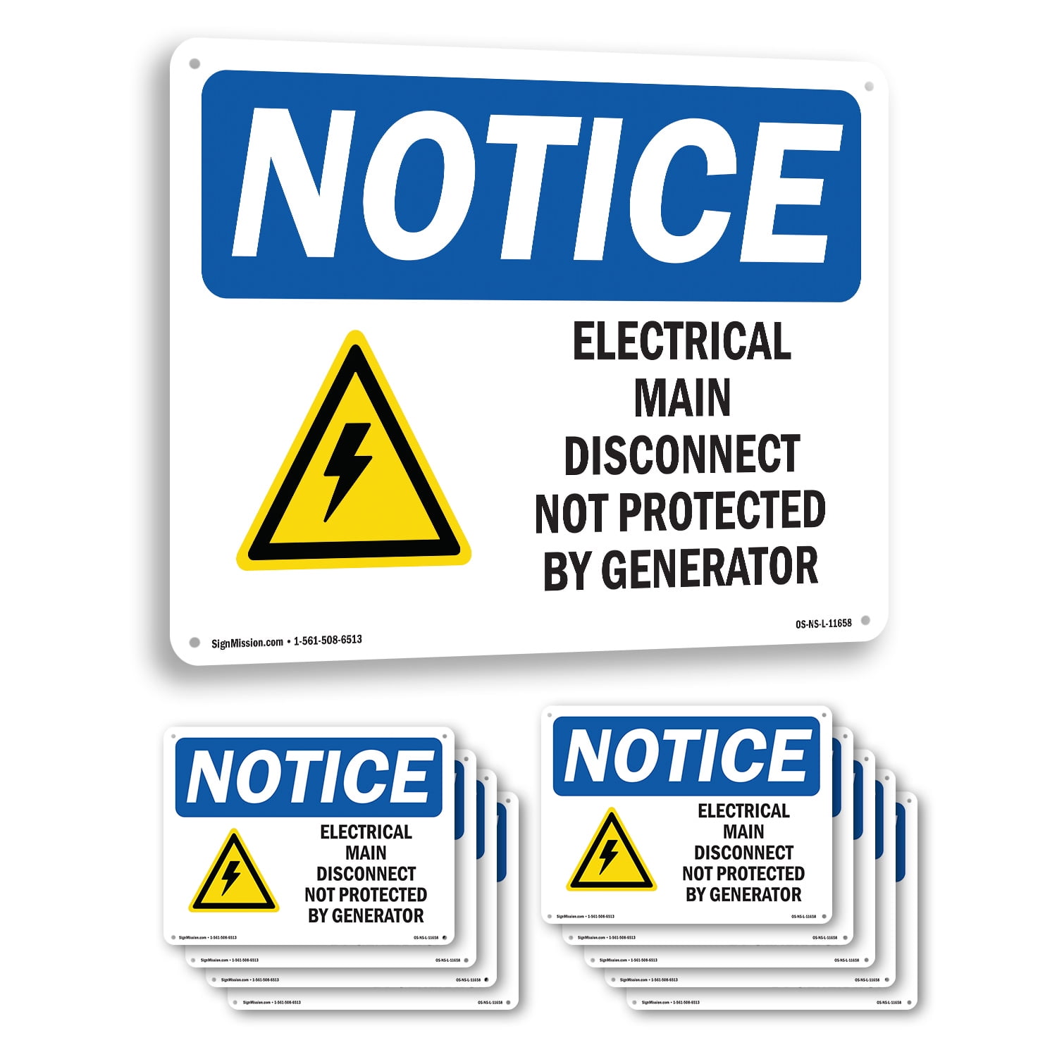 Electrical Main Disconnect Not OSHA Notice Rigid Plastic Sign 18 Inch x ...