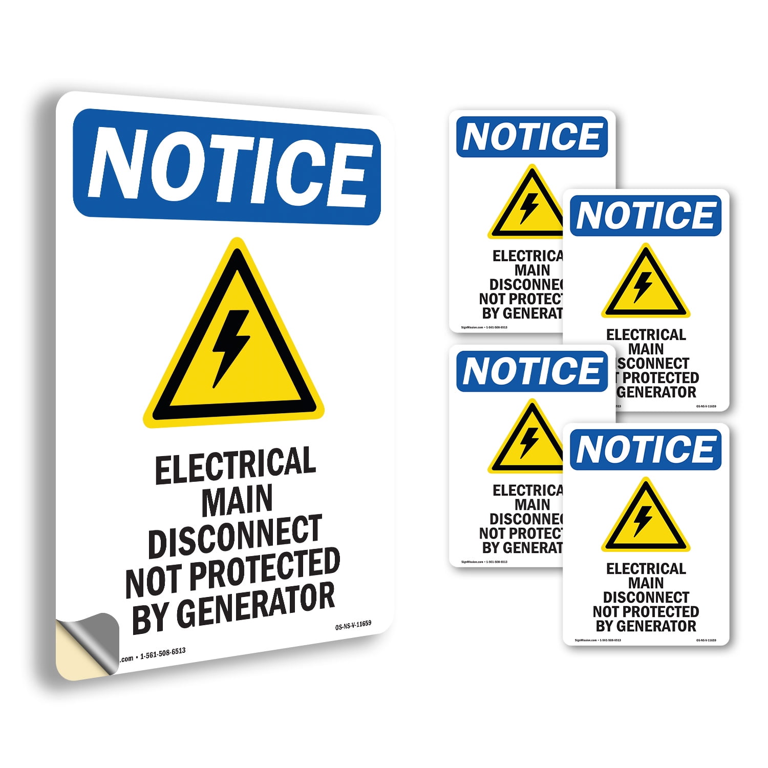 Electrical Main Disconnect With Symbol OSHA Notice Vinyl Decal Label 10 ...