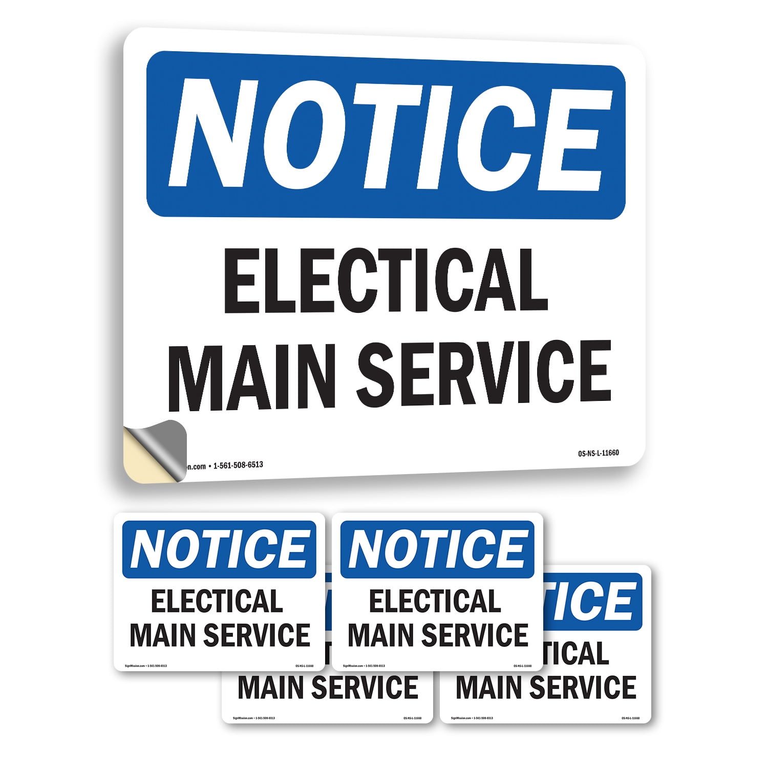 Electrical Main Service OSHA Notice Vinyl Decal Label 5 Inch x 3.5 Inch ...
