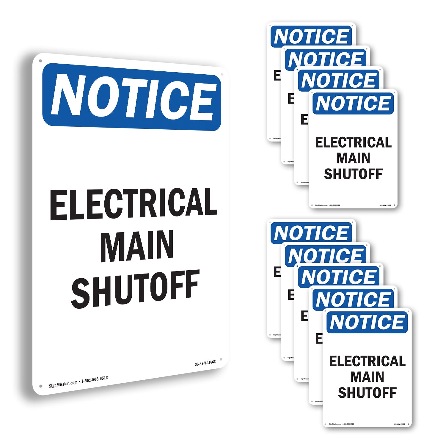 Electrical Main Shutoff OSHA Notice Aluminum Sign 18 Inch x 12 Inch ...