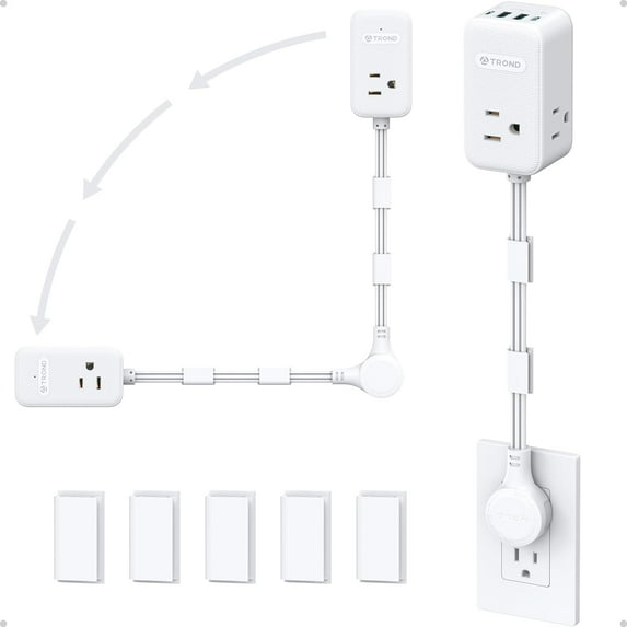 Electrical Outlet Extender 360° Rotating Plug with 20W USB C, 36in ...