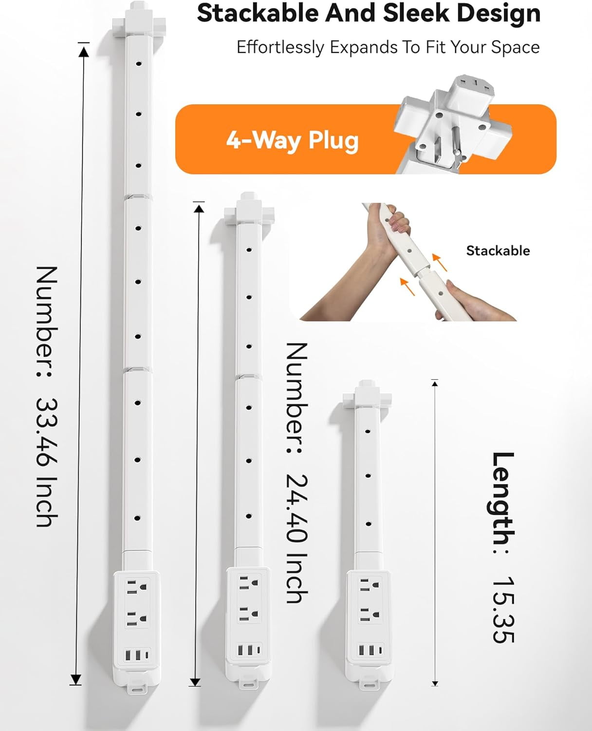 Electrical Outlet Extender - 5-in-1 Charging Hub with USB-C, 2 USB-A, 2 ...