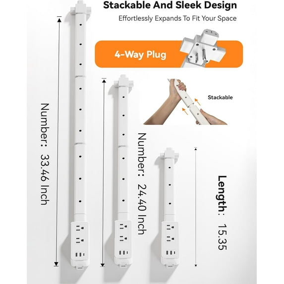 Electrical Outlet Extender - 5-in-1 Charging Hub with USB-C, 2 USB-A, 2 ...