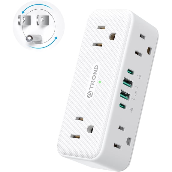 Electrical Outlet Extender, 6 AC Outlet Splitter with 360° Rotating ...