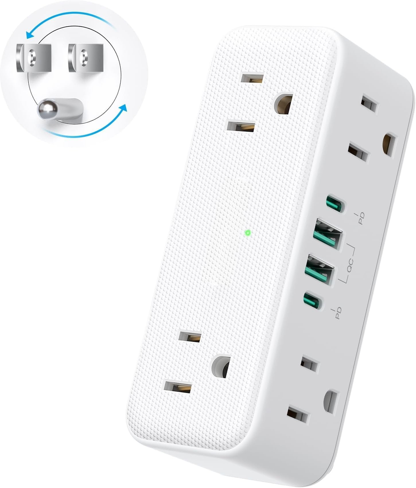 Electrical Outlet Extender, 6 AC Outlet Splitter with 360? Rotating ...