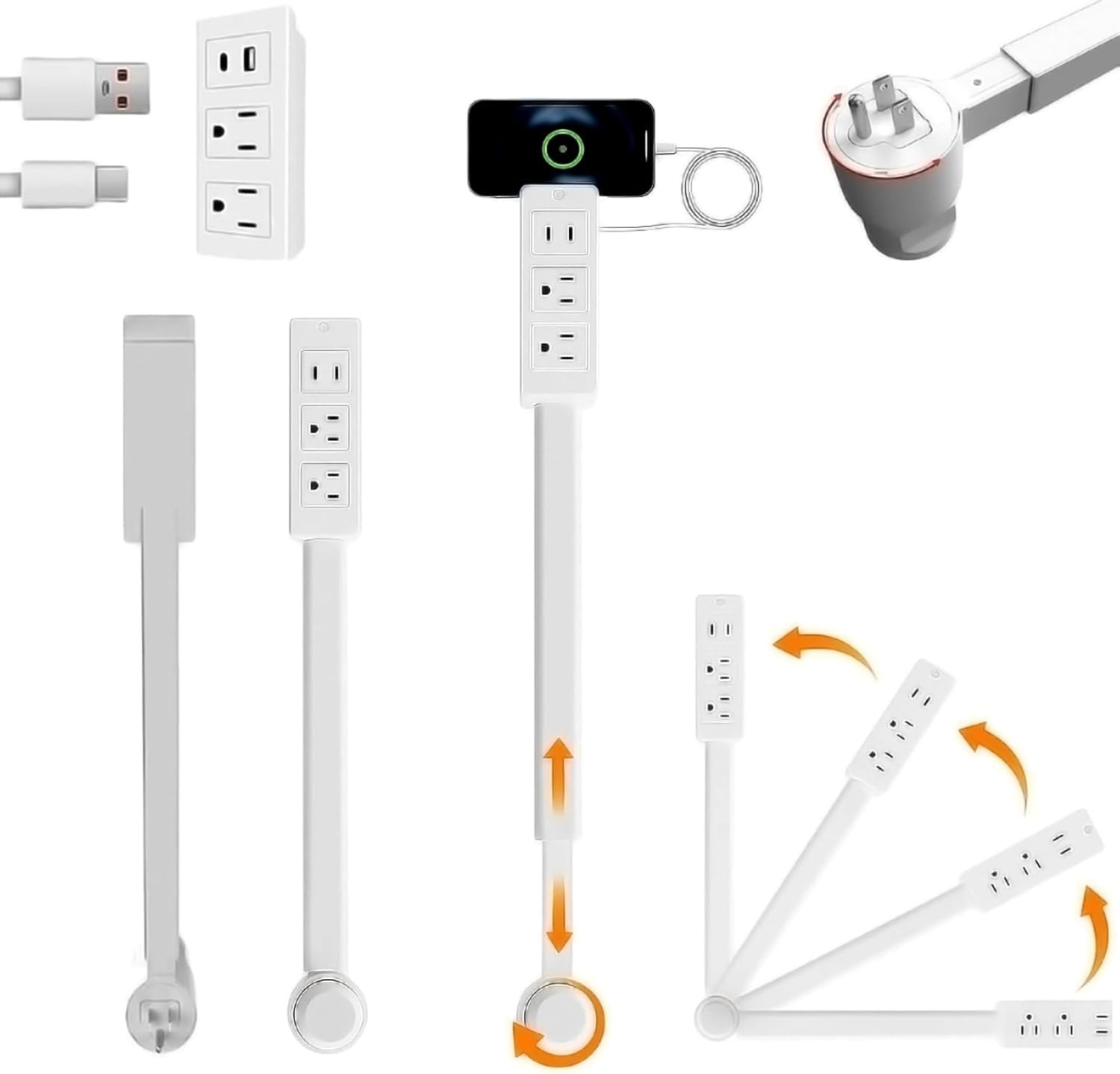 Electrical Outlet Extender Features -A,-C,2 AC Outlets,Wall Power ...