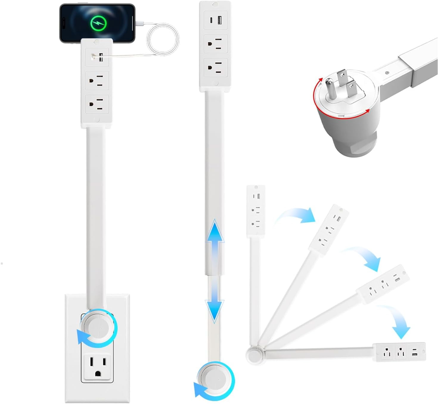Electrical Outlet Extender Features USB-A, USB-C and 2 AC Electrical ...