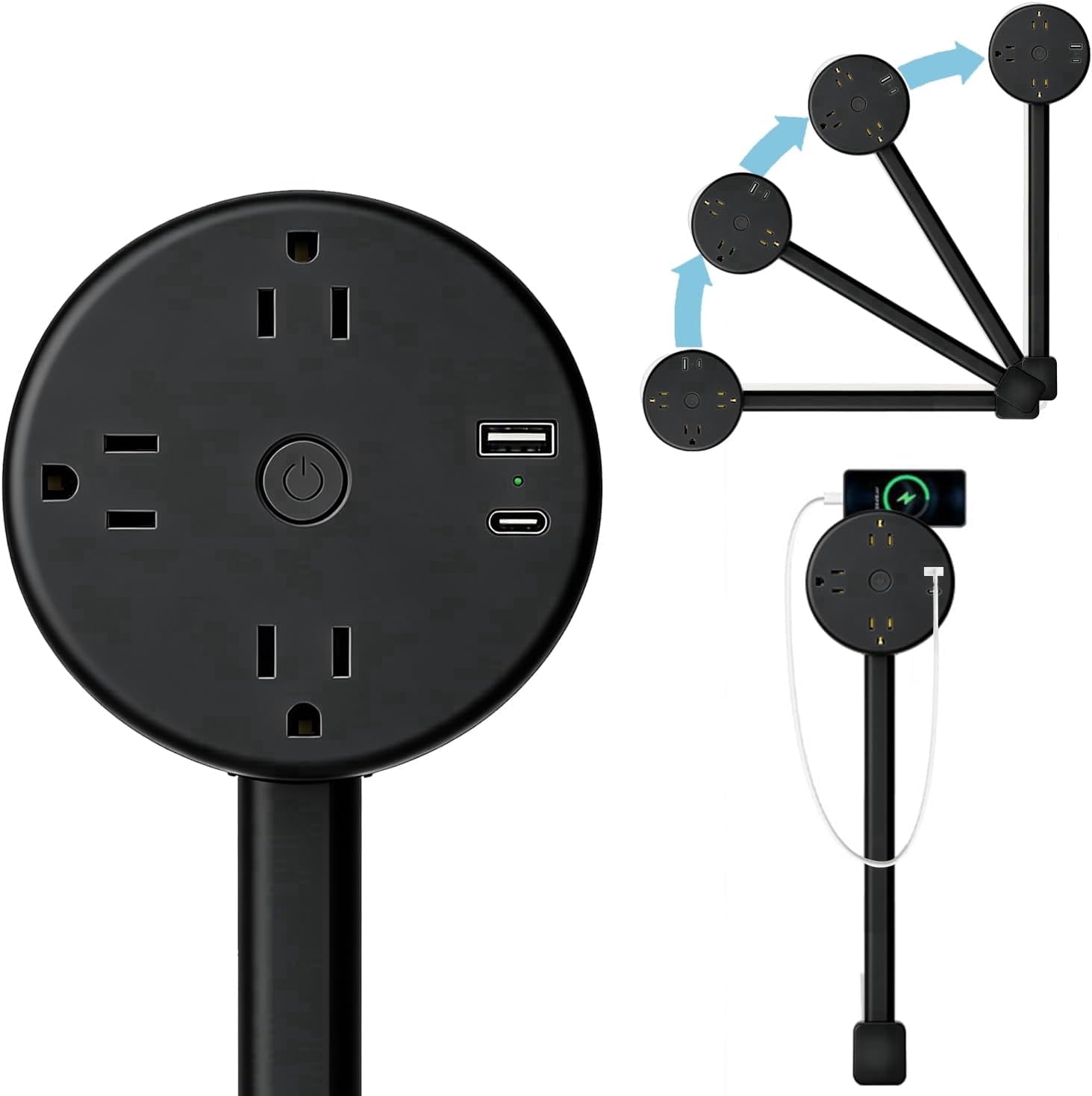 Electrical Outlet Extender,Power Socket Expander Features USB-A, USB-C ...